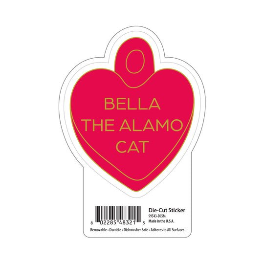Bella The Alamo Cat Heart Tag Sticker – The Alamo Gift Store